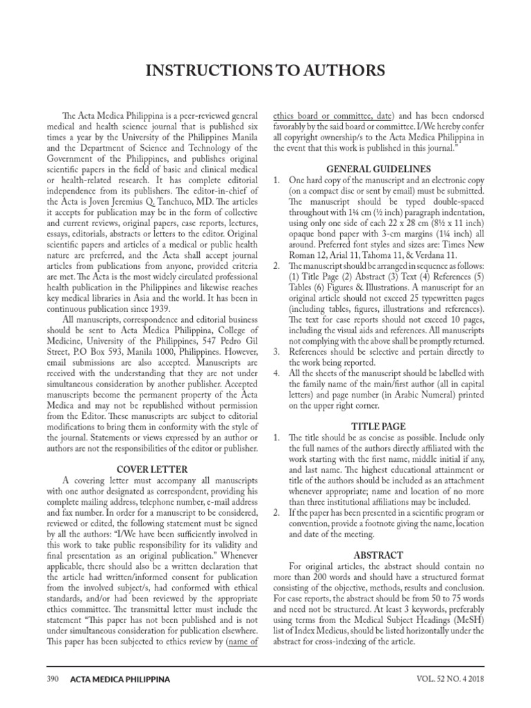 Instructions To Authors: General Guidelines | PDF | Manuscript ...