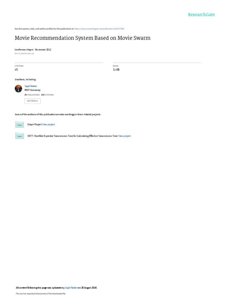 Movie Recommendation System Based On Mov PDF | PDF | Information ...