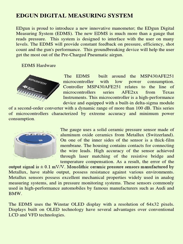 EDMS Digital Measuring System for Airguns | PDF | Pressure Measurement | Oled
