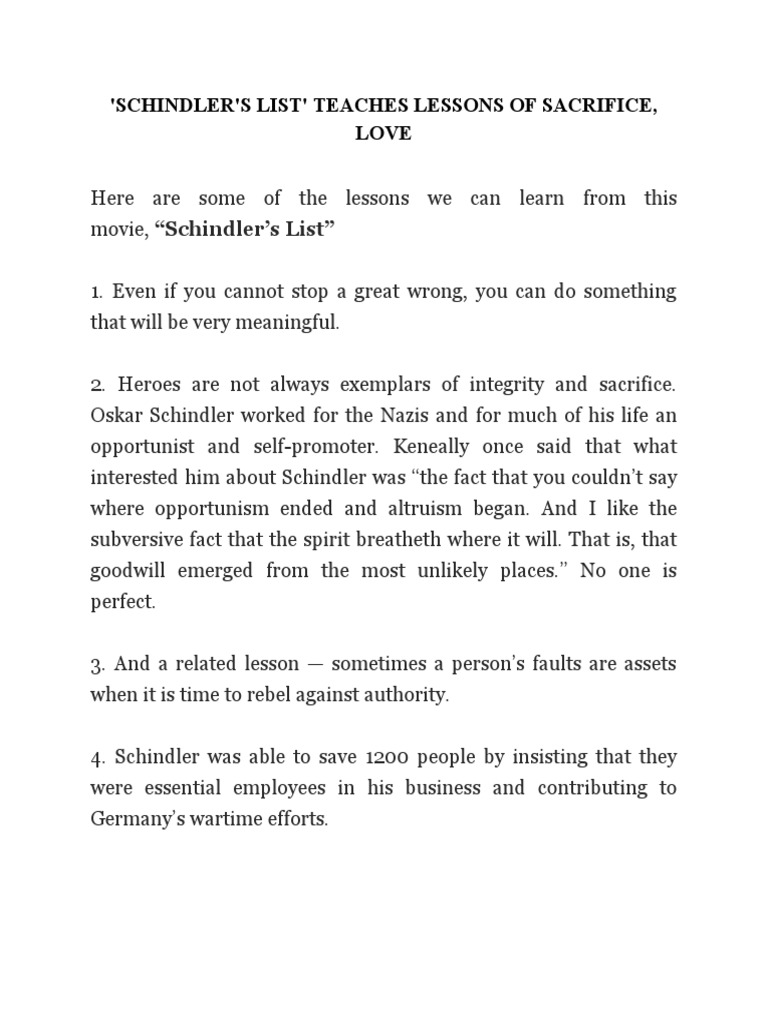 Schindler's List | PDF