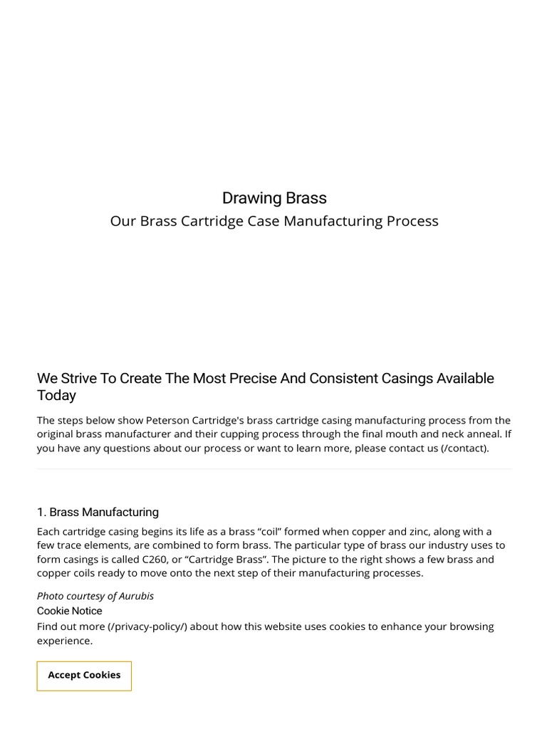 Drawing Brass: Our Brass Cartridge Case Manufacturing Process | PDF ...