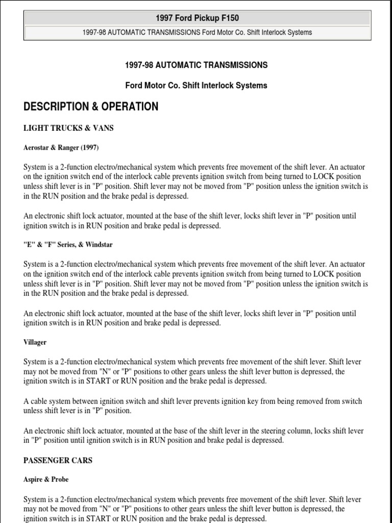 Shift Interlock | PDF | Fuse (Electrical) | Switch