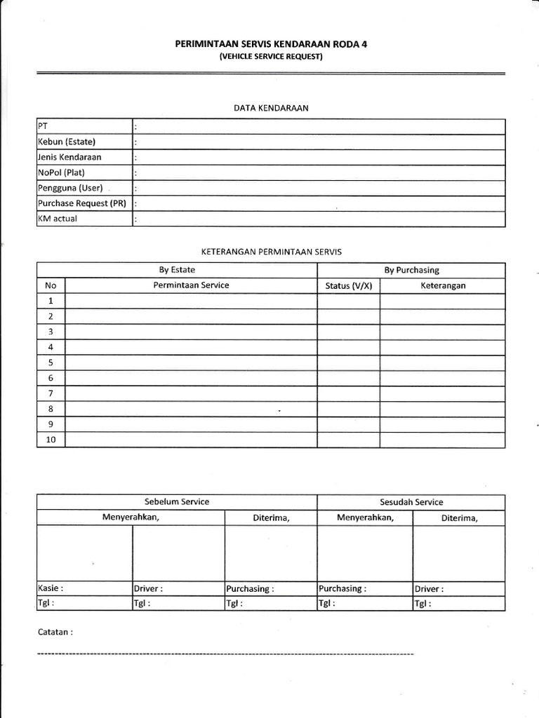 Form Servis Mobil | PDF