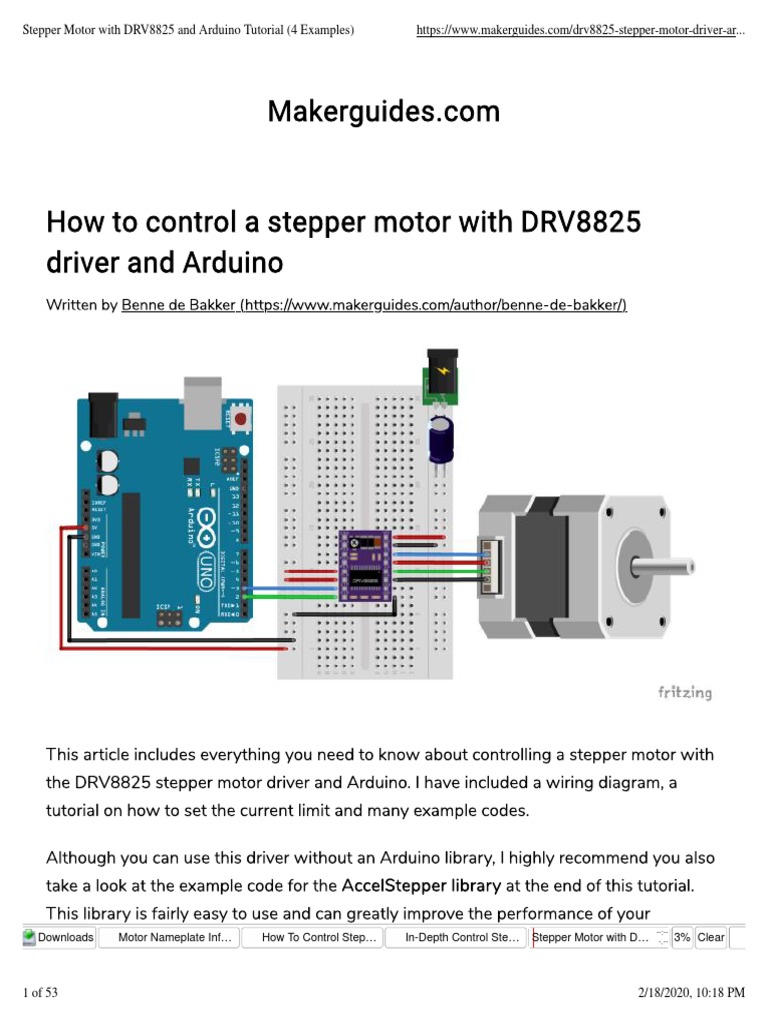 Stepper Motor With DRV8825 and Arduino Tutorial (4 Examples) | PDF | Force | Electrical Engineering