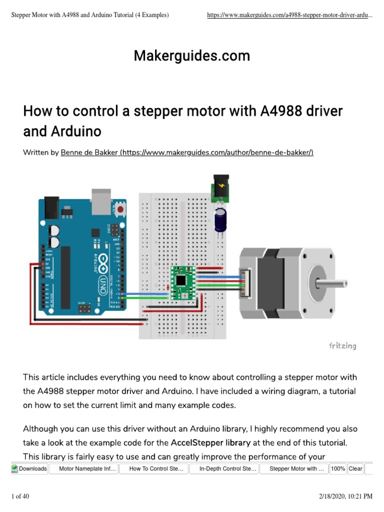 Stepper Motor With A4988 and Arduino Tutorial (4 Examples) | PDF ...