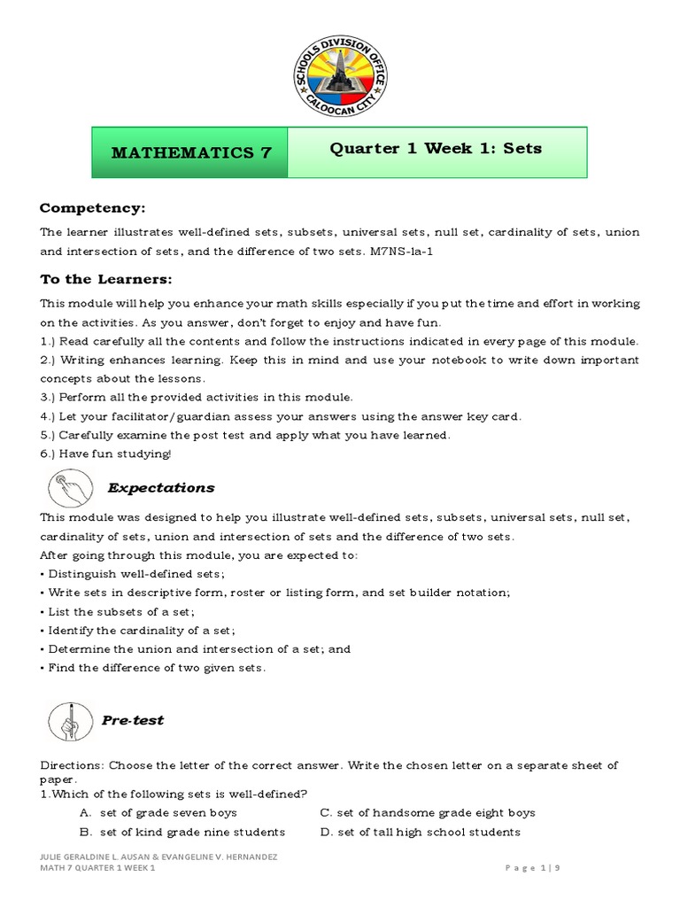 Math. Module 1 PDF | Download Free PDF | Set (Mathematics) | Logic