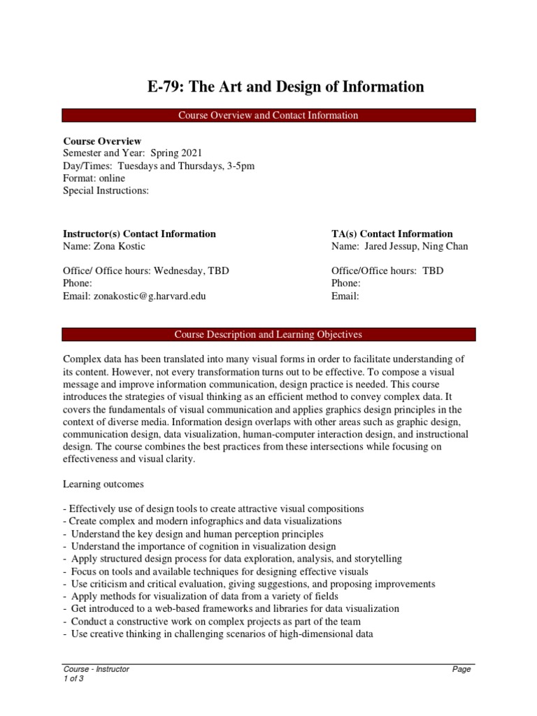 E-79: The Art and Design of Information: Course Overview | PDF ...