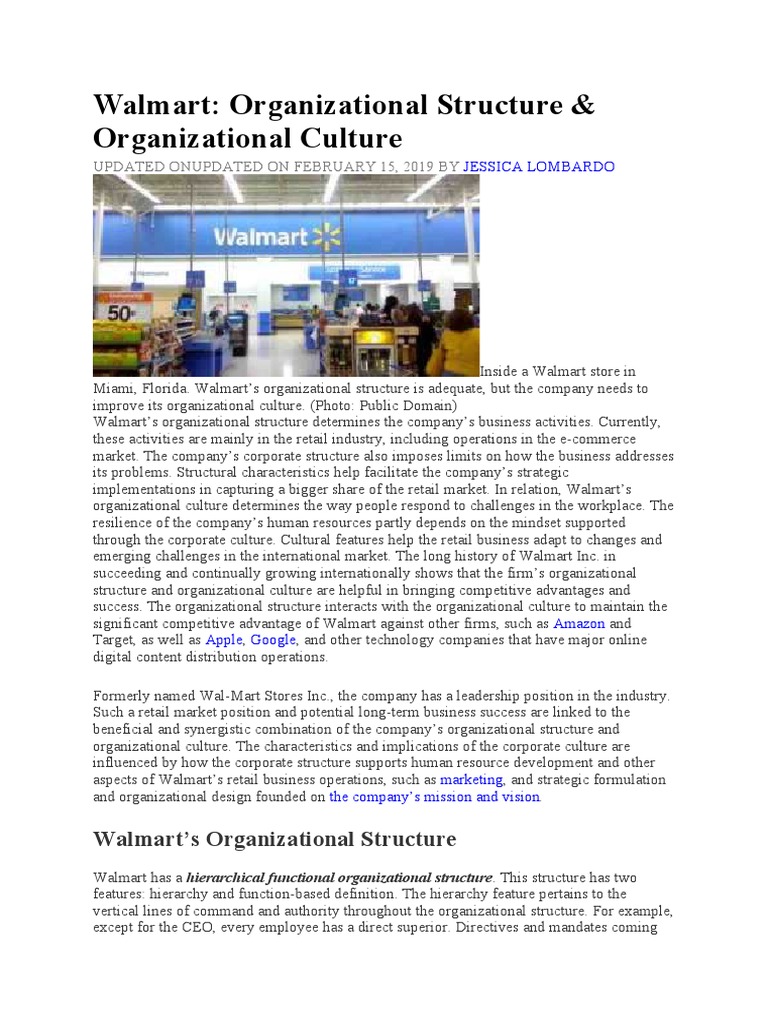 Walmart's Structure & Culture Analysis | PDF | Organizational Structure ...