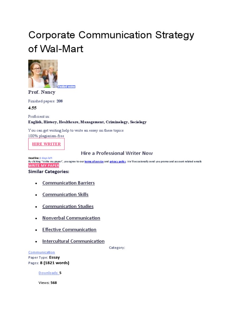 Communication Strategy Wal | PDF | Walmart | Inventory