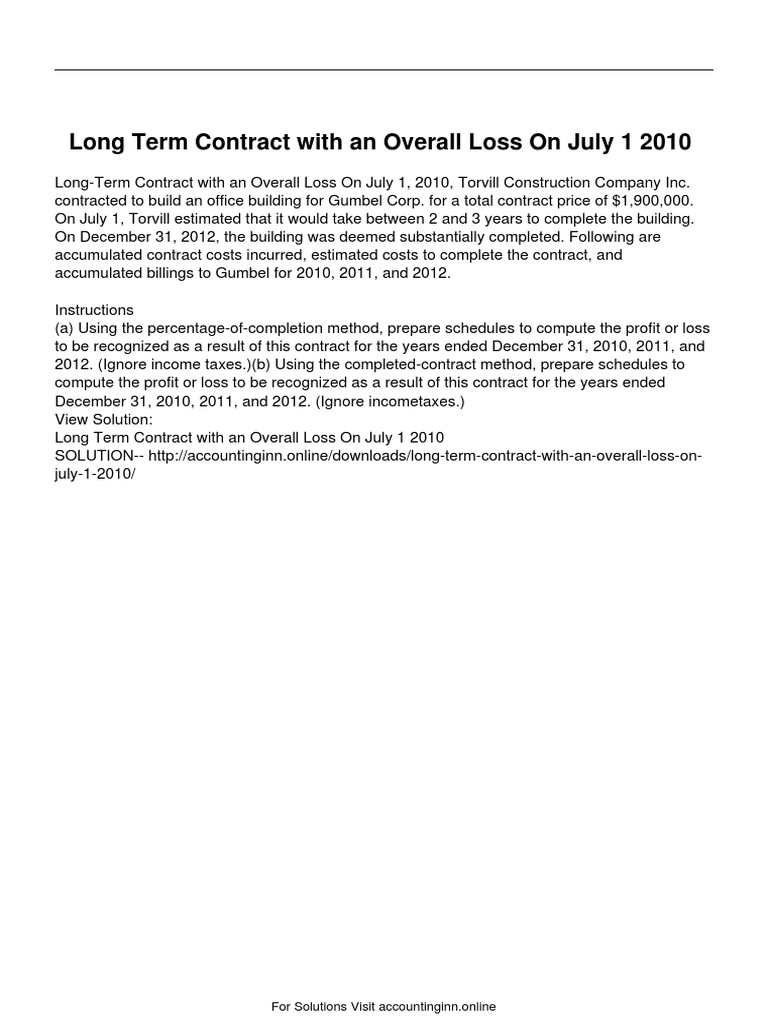 Loss Recognition on Long-Term Contract | PDF | Business