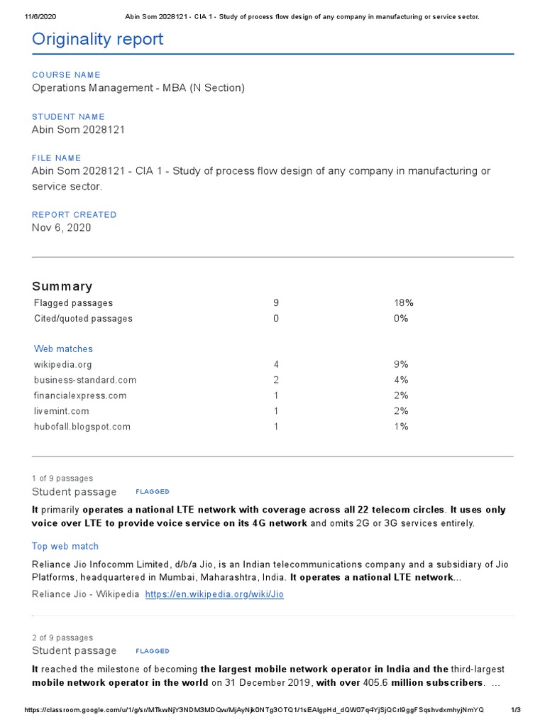 Originality Report: Operations Management - MBA (N Section) | PDF ...