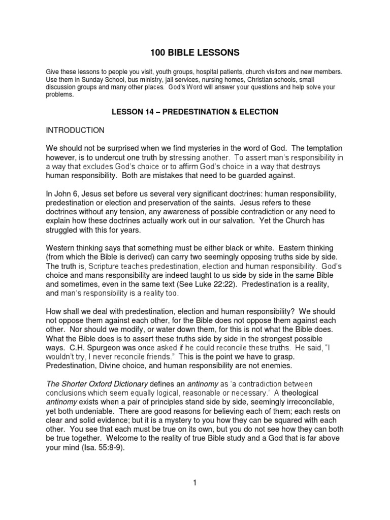 14 Predestination Election Pdf Predestination Eternal Life