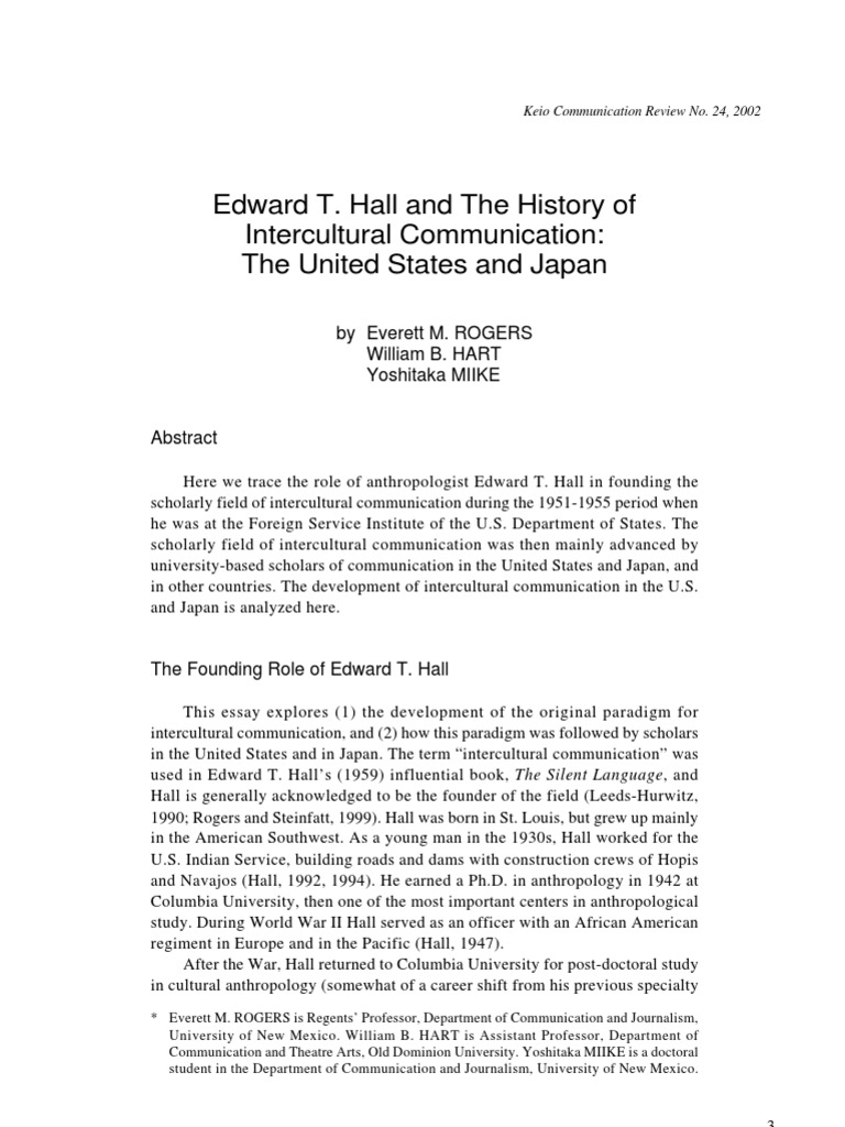 Edward T. Hall's Impact on Intercultural Communication | PDF | Cross ...
