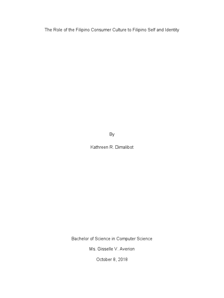 The Role of The Filipino Consumer Culture To Filipino Self and Identity ...