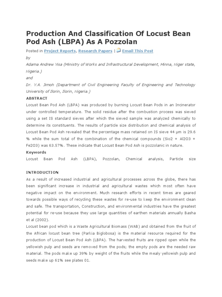 Production and Classification of Locust Bean Pod Ash | PDF | Silicon ...