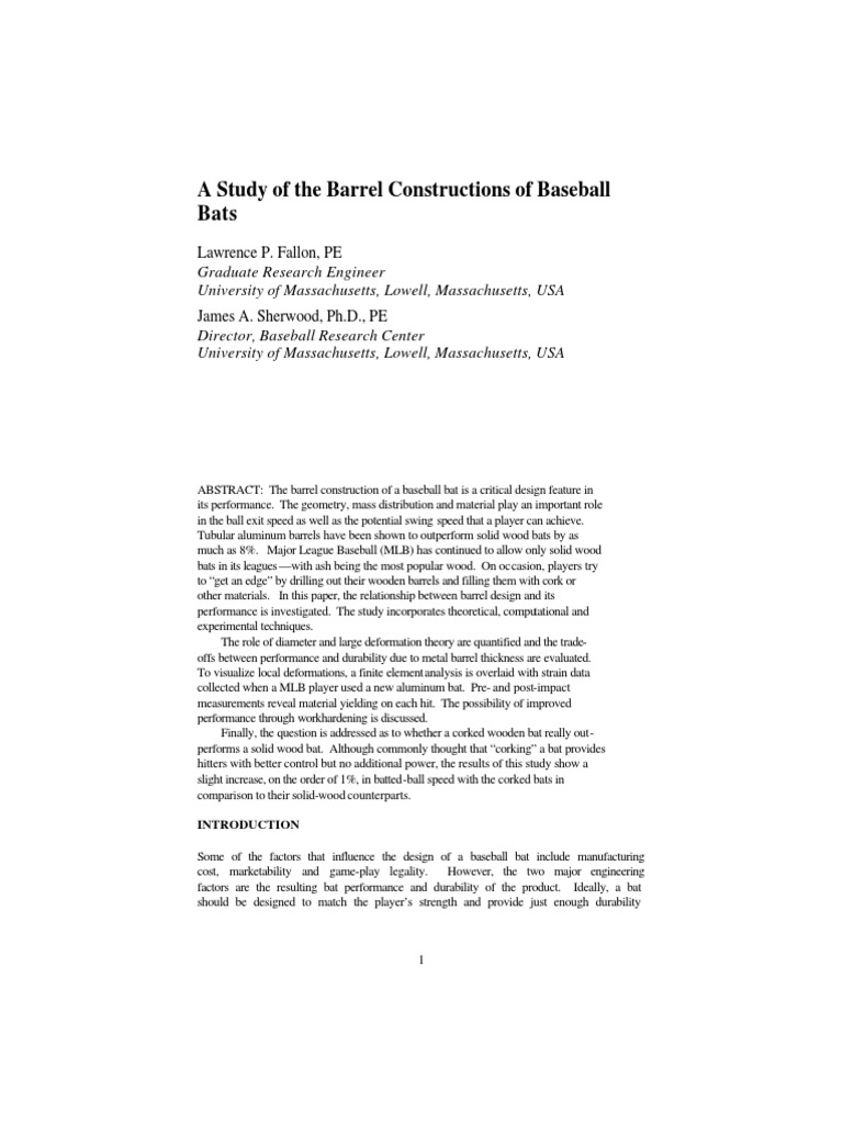 A Study of The Barrel Constructions of Baseball Bats by Fa - tcm18 ...