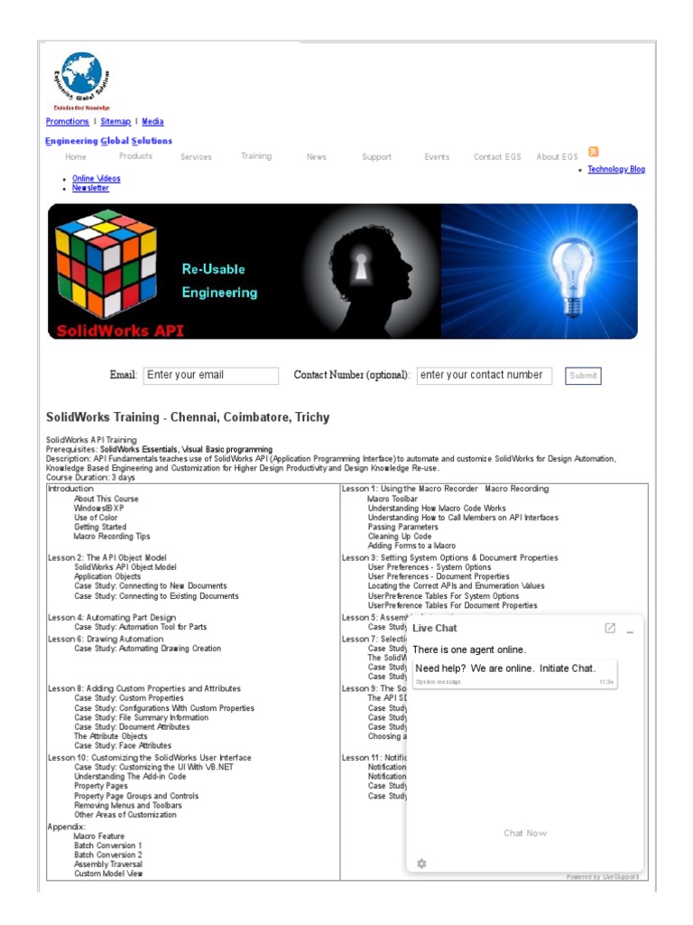 Training On SolidWorks API For Design Automation, Knowledge Based ...