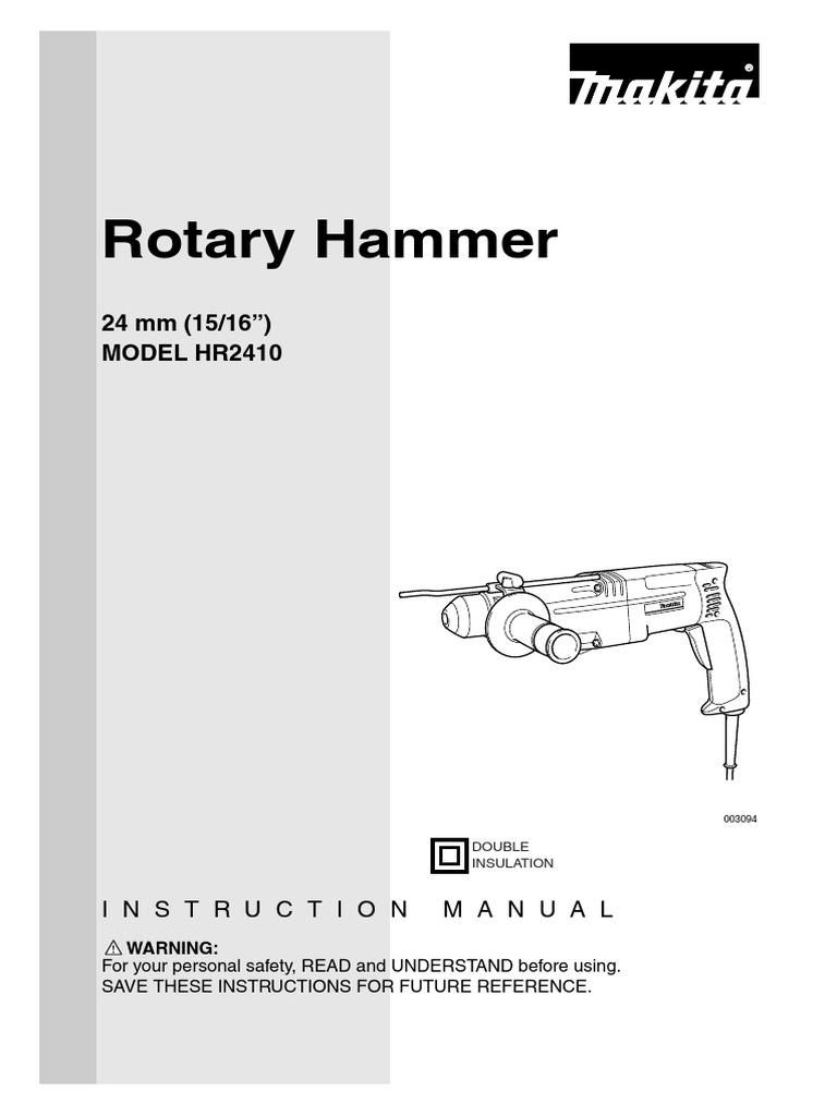 Makita HR2410 User Manual | PDF | Trigger (Firearms) | Drilling