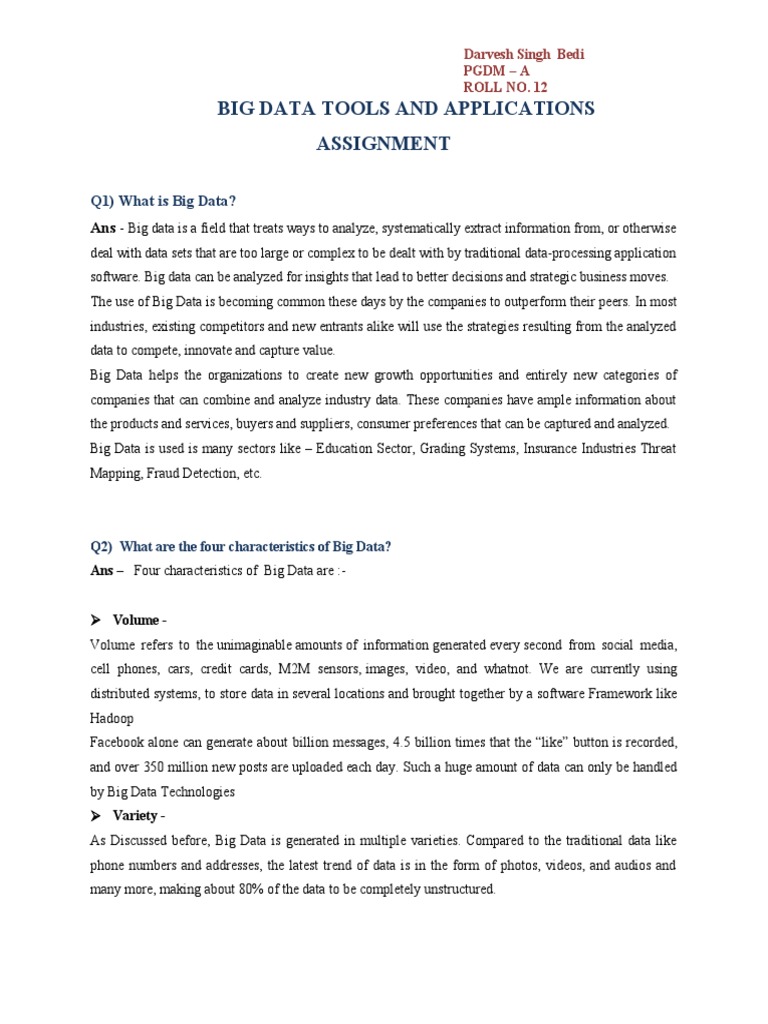 Assignment | PDF | Apache Hadoop | Big Data