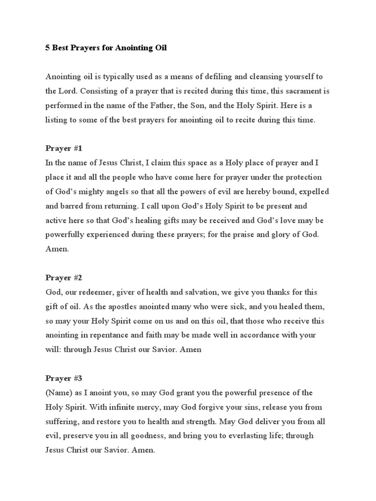 Anointing Prayer | PDF | Prayer | God The Father