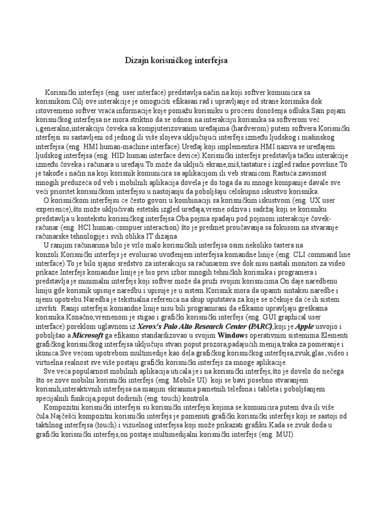 Dizajn Korisničkog Interfejsa | PDF