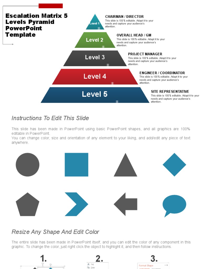 Escalation Matrix 5 Levels Free Pyramid PowerPoint Template | PDF ...