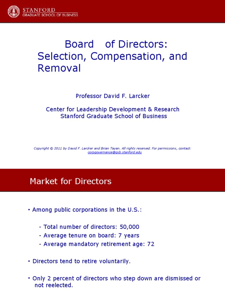 Board of Directors: Selection, Compensation, and Removal | PDF | Stocks ...