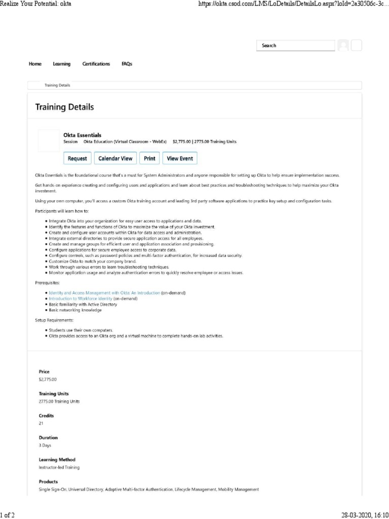 Okta ESSENTIALS TRAINING | PDF