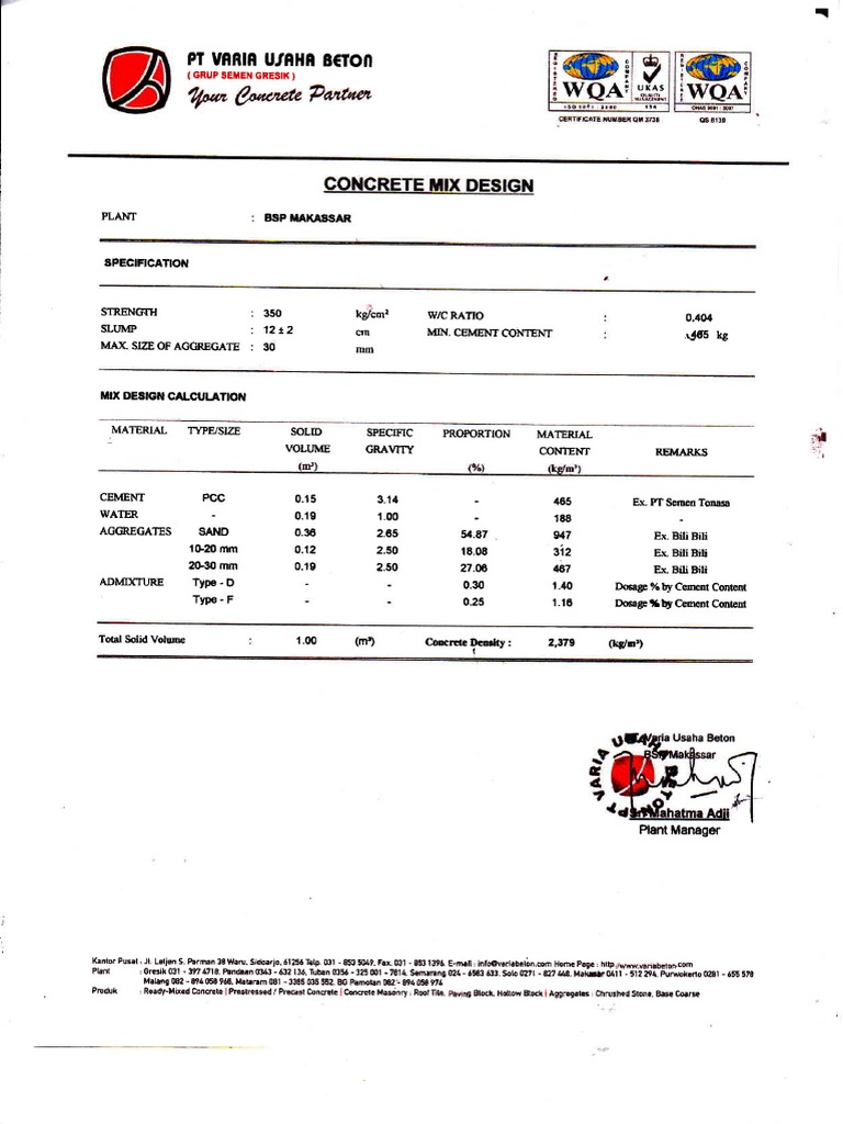 K350 Ready Mix Concrete Specifications | PDF