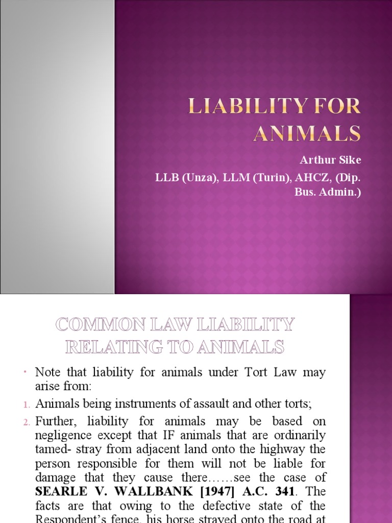 Liability For Animals | PDF | Tort | Legal Liability