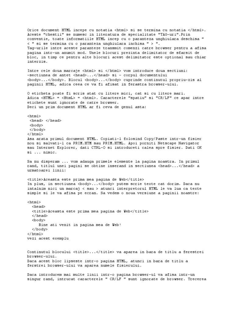 Curs Practic HTML | PDF