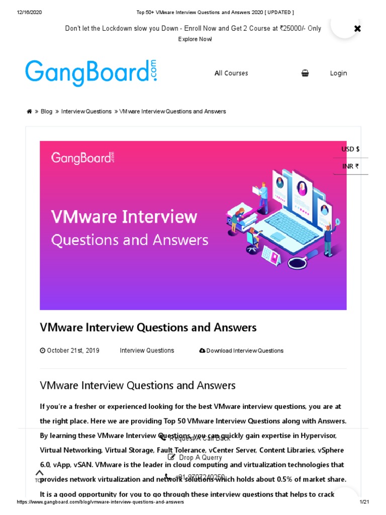Top 50+ VMware Interview Questions and Answers 2020 (UPDATED) | PDF | Virtualization | V Mware