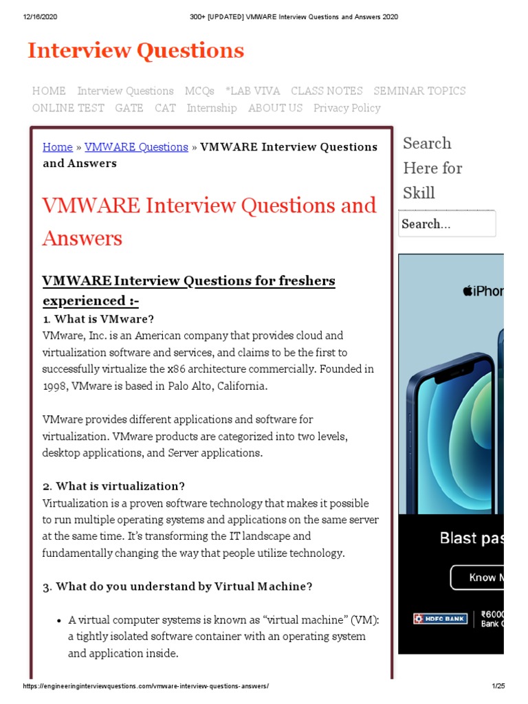 300+ (UPDATED) VMWARE Interview Questions and Answers 2020 | PDF | V ...