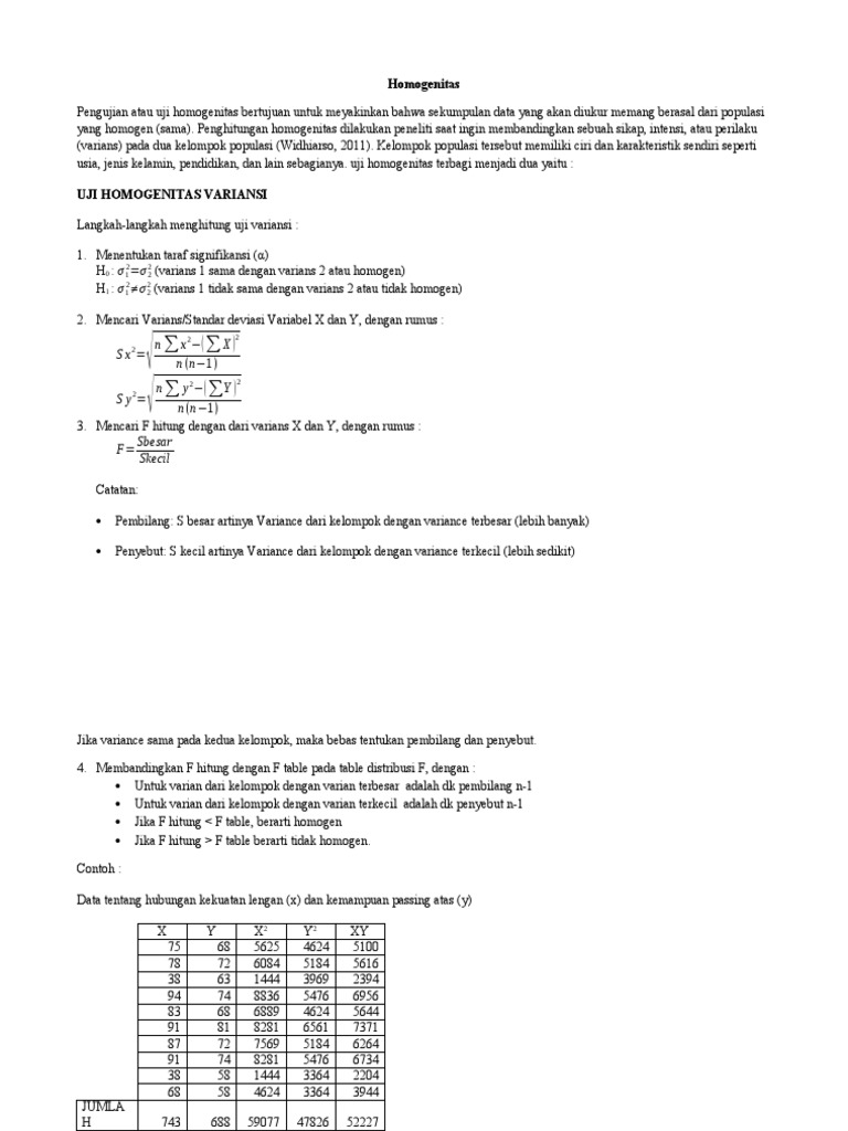 Uji Homogenitas Variansi Data | PDF