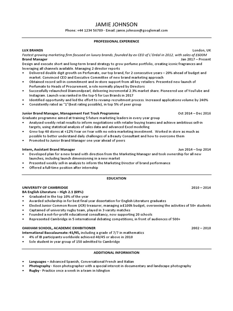 Jamie Johnson Resume | PDF | Brand | Retail