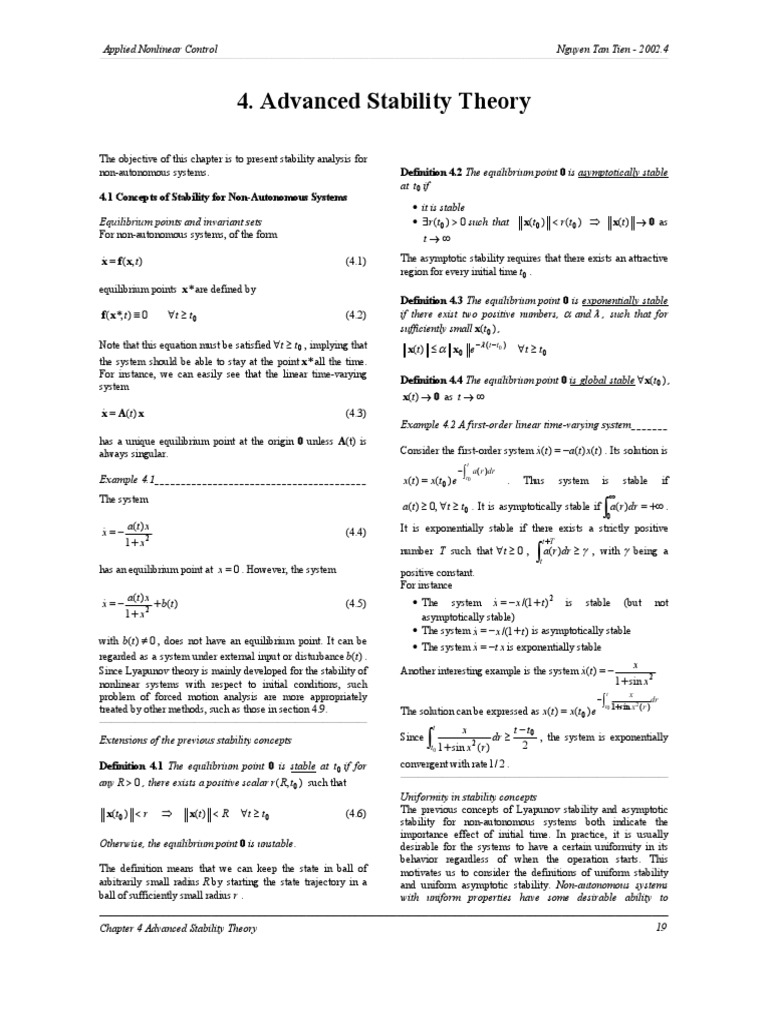 C.4 Advanced Stability Theory | PDF | Stability Theory | Systems Theory