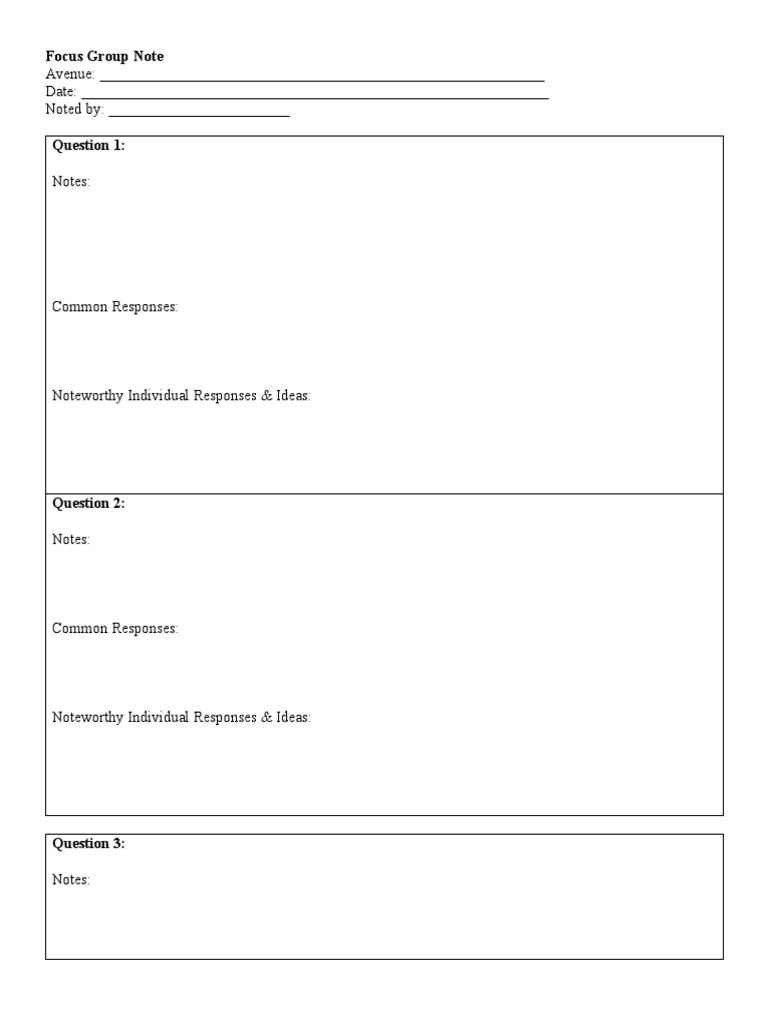 Focus Group Template | PDF