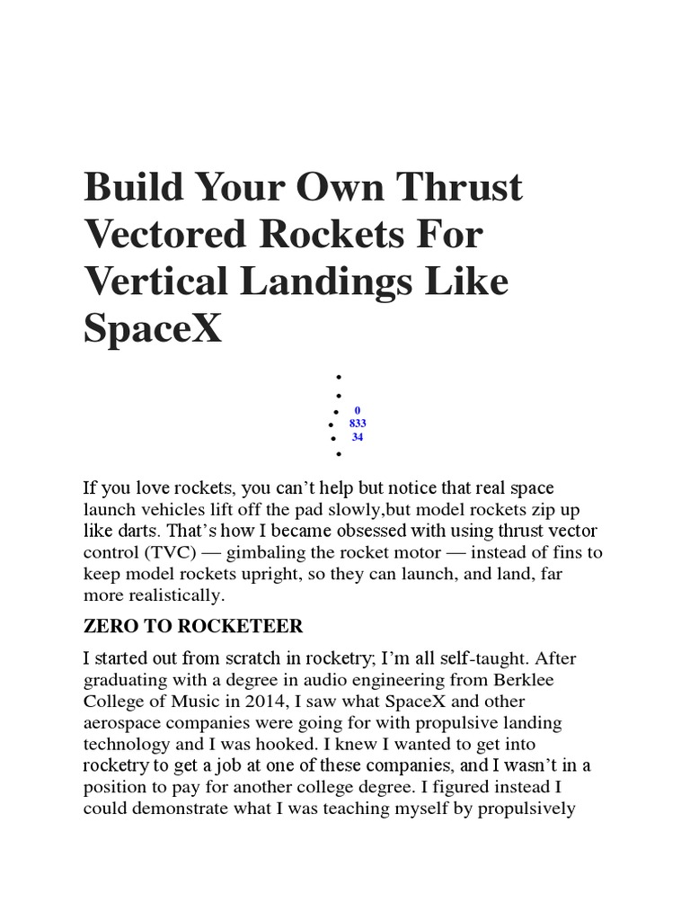 DIY Thrust Vector Rockets Guide | PDF | Rocket | Thrust