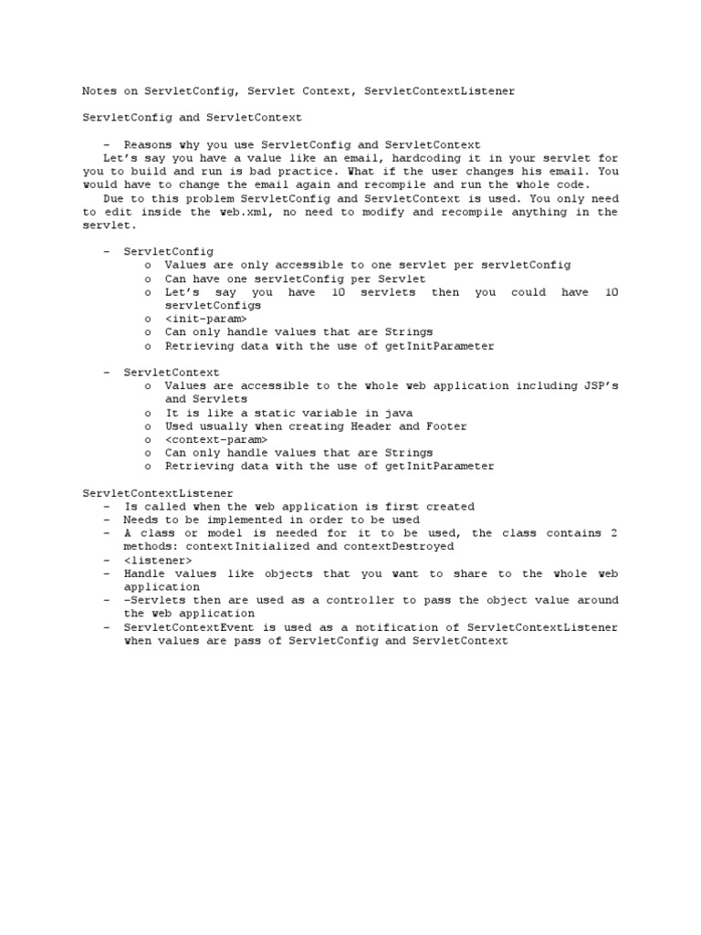 ServletConfig, ServletContext, ServletContextListener | PDF