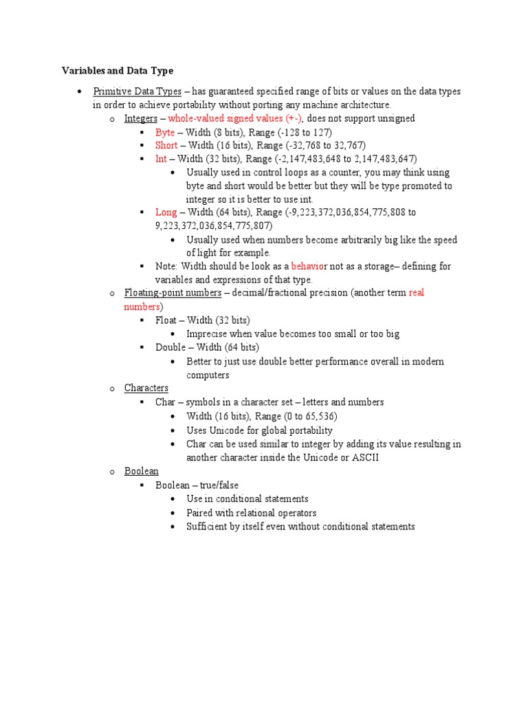 Variables and Data Types | PDF