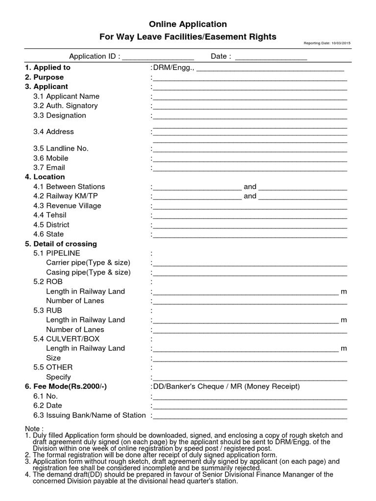 Online Application For Way Leave Facilities/Easement Rights: 1. Applied ...