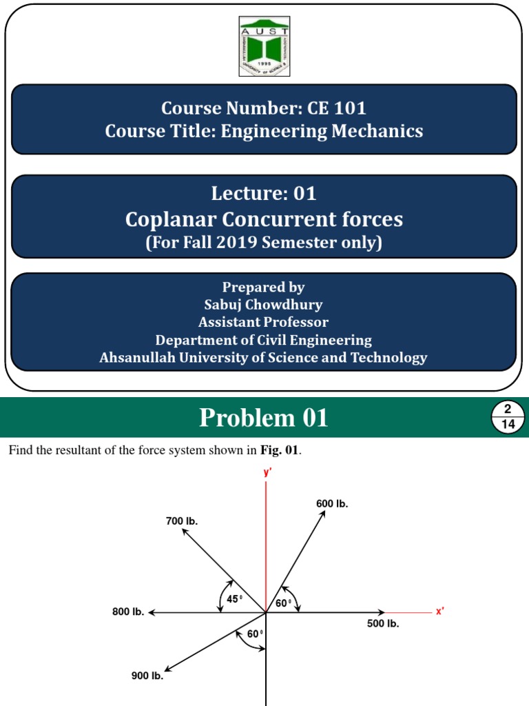 Coplanar Concurrent Forces Analysis | PDF | Mechanics | Applied And ...