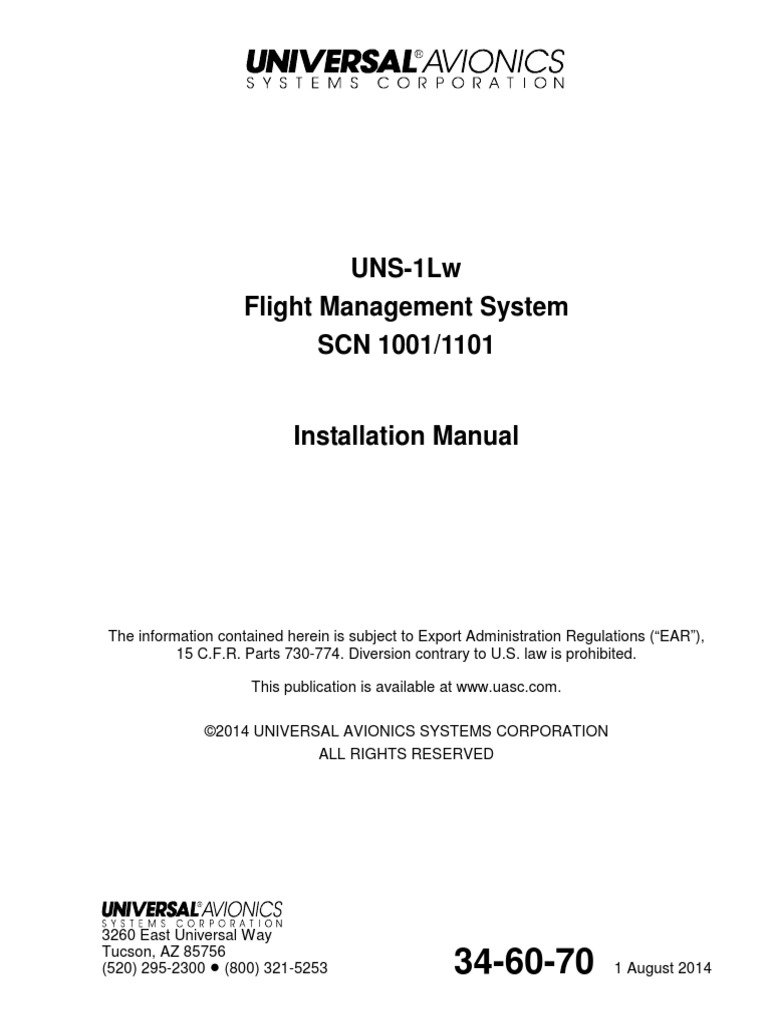 34-60-70 FMS UNS-1Lw Rev 1 SCO1001 1101 Installation Manual | PDF ...