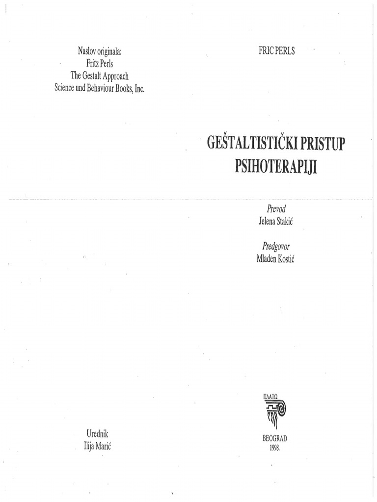 F. Perls - Geštaltistički Pristup Psihoterapiji | PDF