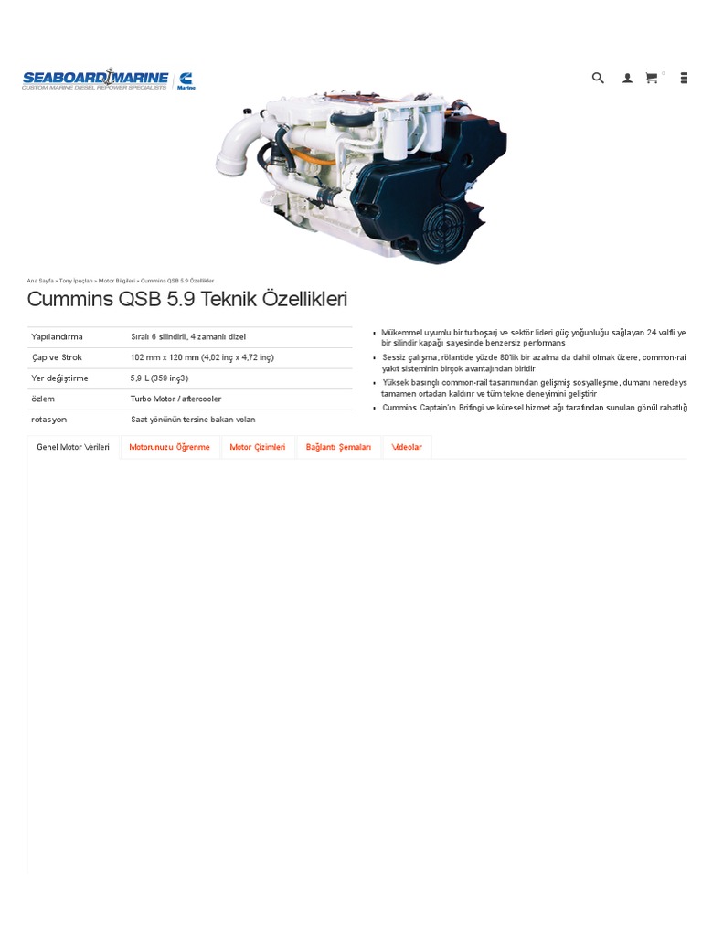 Cummins QSB 5.9 Özellikler - Seaboard Marine | PDF