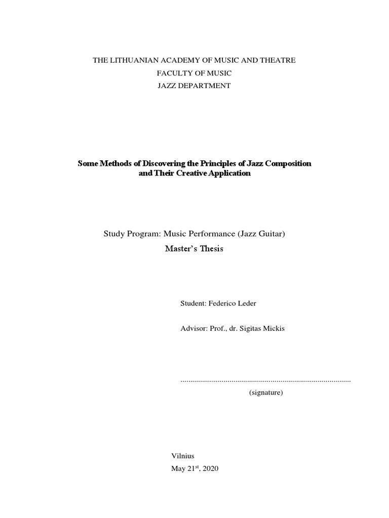 Some Methods of Discovering The Principles of Jazz Composition and ...