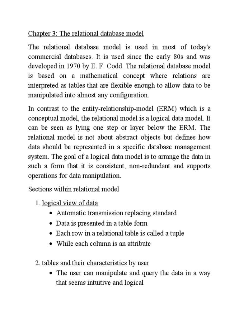 The Relational Database Model Pdf Relational Database Relational Model
