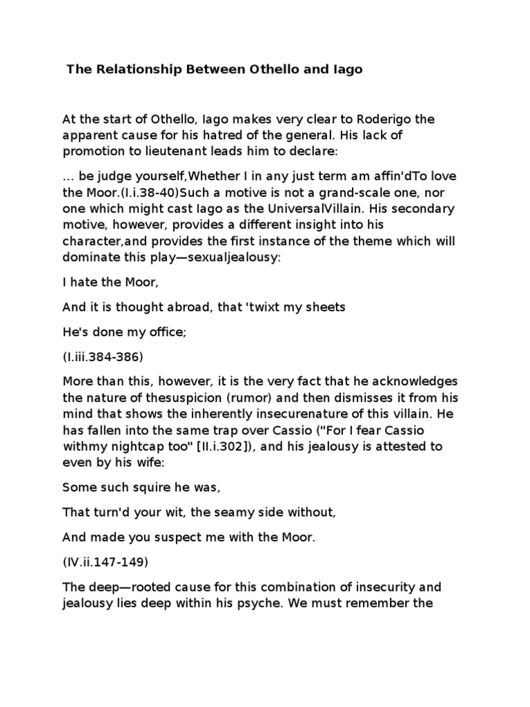 Othello and Iago: A Complex Bond | PDF | Iago | Othello