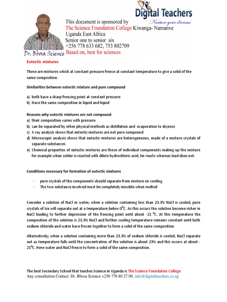 Eutectic Mixtures: Similarities Between Eutectic Mixture and Pure ...