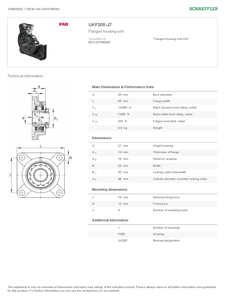 UKF205-J7: Flanged Housing Unit | PDF | Mechanical Engineering